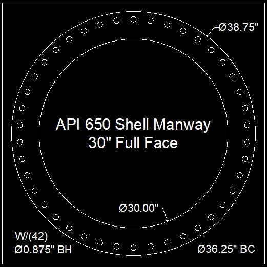 API 650 Shell Manway Gasket 30" Full Face - 1/8" Thick FKM (Viton ...