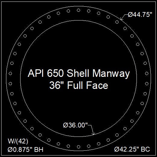 API 650 Shell Manway Gasket 36" Full Face - 1/8" Thick FKM (Viton ...
